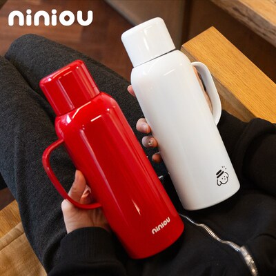 niniou周边丨显示温度大容量轻奢保温水杯简约便捷手提316保温壶