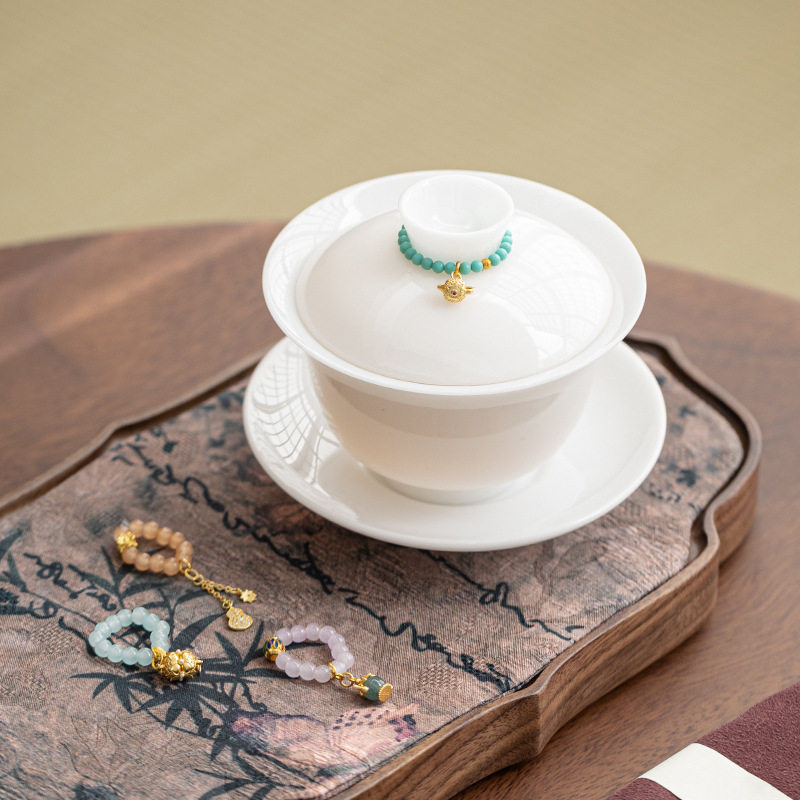 新中式手工提溜小挂件吊坠家用盖碗茶壶壶绳茶具装饰品茶道零配件