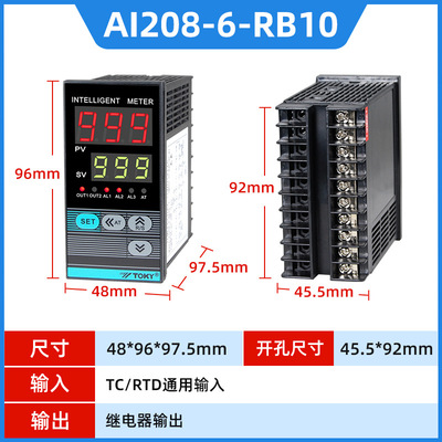 东崎AI208-6-RB10智能温控仪表PID控制TOKY温控器48*96竖式
