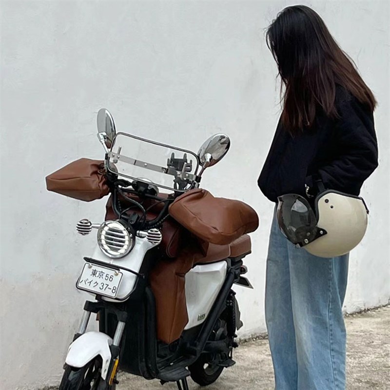 踏板摩托车挡风被电动车挡风被冬季款女士加绒加厚防水防寒防风罩