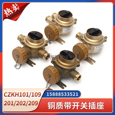 海星船用铜质带开关插座CZKH101/109/201/202/209水密插头CTH101