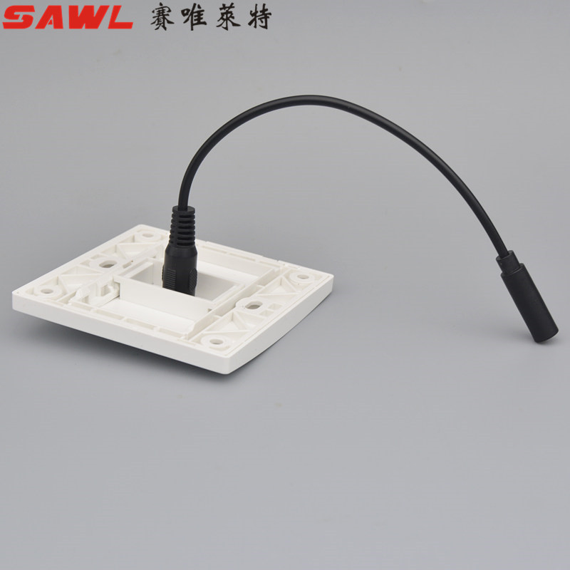 86型耳机音频插座3.5mm耳机带线模块 母对母直插免焊音频墙壁面板