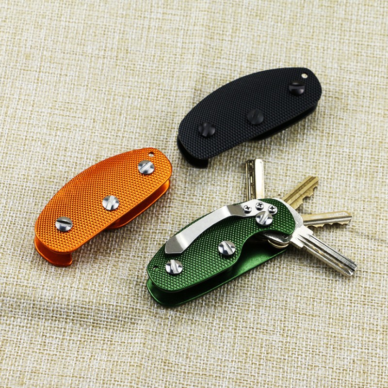户外随身工具 DIY铝合金钥匙夹单开 钥匙扣 收纳5片钥匙胚 带背夹