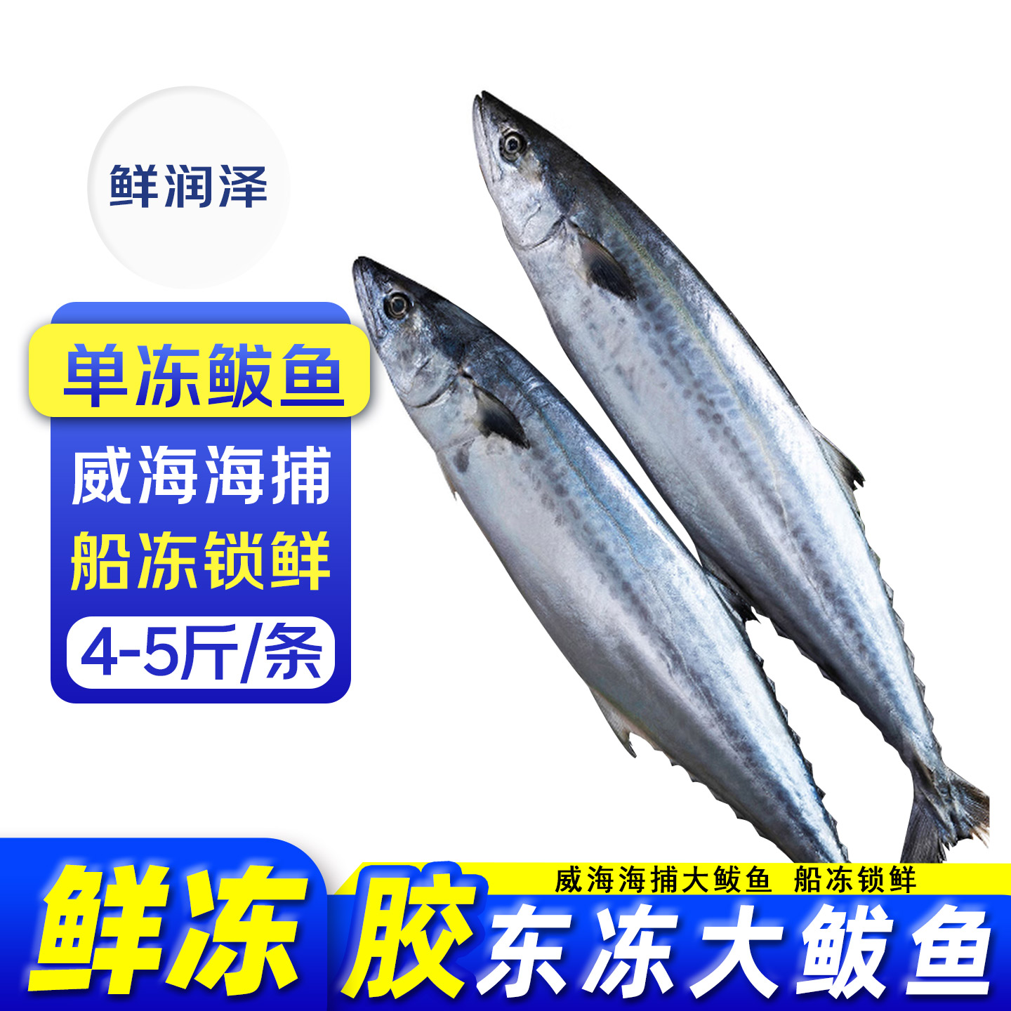 鲜润泽单冻鲅鱼海捕马鲛鱼冷冻海鲅鱼深海鱼大鲅鱼冷冻海鱼