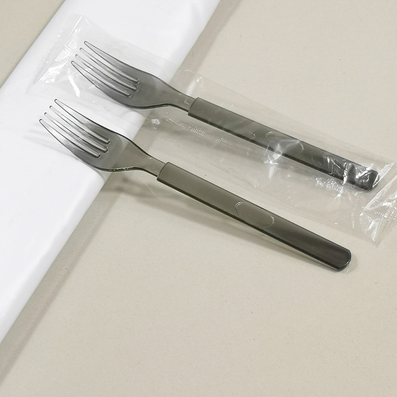 加厚长柄一次性勺子塑料独立包装叉子刀黑色创意甜品包邮西餐餐具