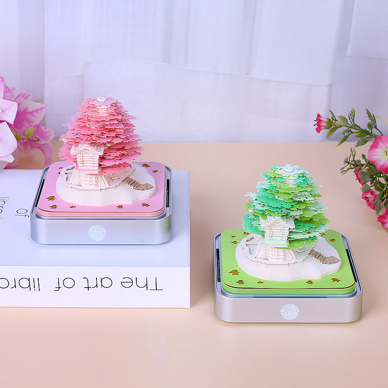 树屋立体便签3D纸雕模型摆件文创便利贴男女学生日礼物来图定制