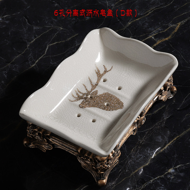 欧式陶瓷沥水双层肥皂盒卫生间高档沥水肥皂瓷创意皂托皂碟香皂新