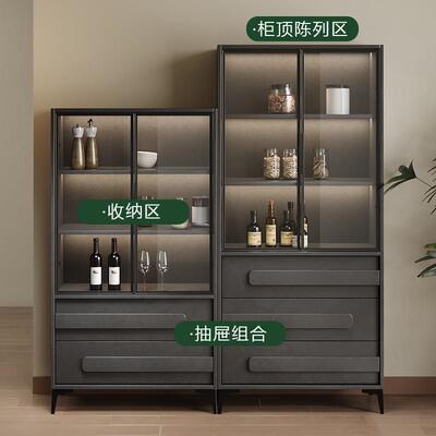 新CS241227中式玻门款酒柜实木家用客餐厅收纳柜边柜简约靠璃墙斗