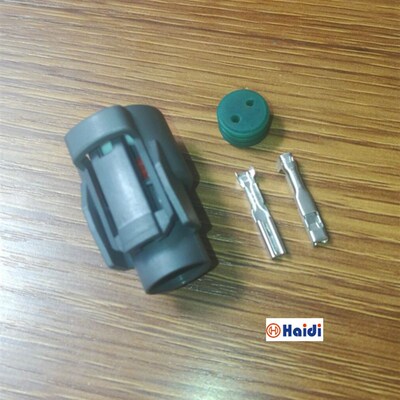2孔 灰色汽车接插件 2P 防水汽车连接器 含端子 DJ70230F-2.2-21