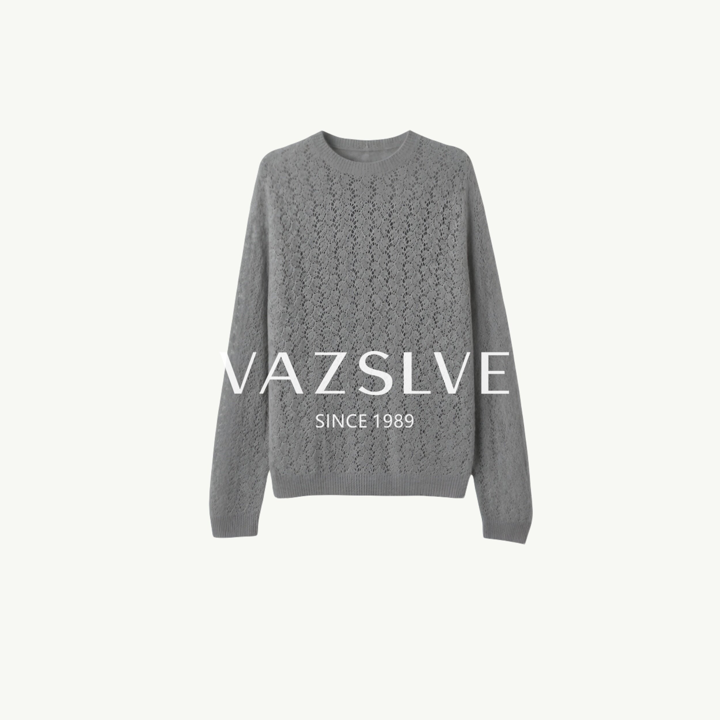 【VAZSLVE/全新奢品】捡漏 镂空钩花纯羊毛圆领显瘦针织衫NS5206