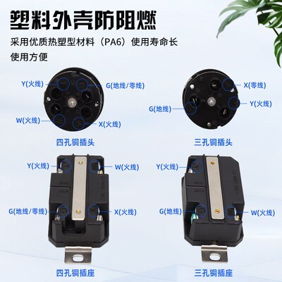 汽油发电机专用插头30A250V380V美式美规3孔4孔三孔四孔插头插座