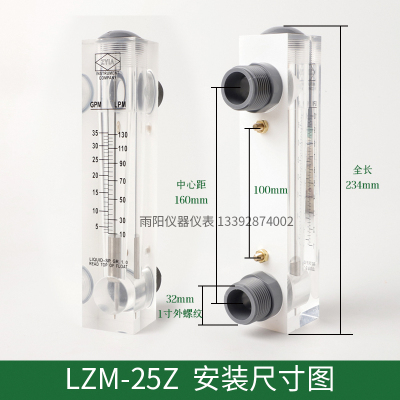 LZM面板浮子流量计金泰ZYIA有机玻璃气体液体RO反渗透净水机处理