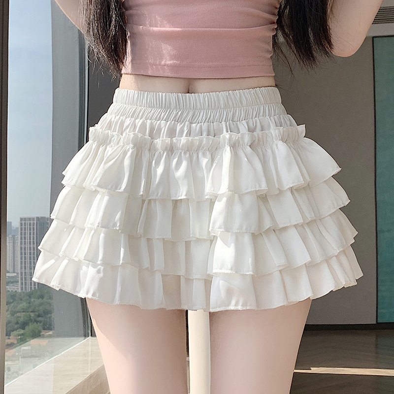 实拍2026新款纯欲风百褶短裙女显高显瘦白色蛋糕裙网红裙裤