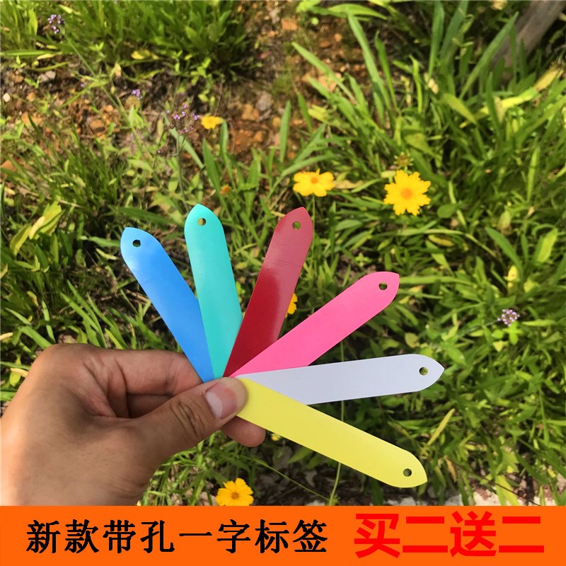 二代PVC植物标签防水园艺标签一字插地牌标签牌打孔记号牌标签