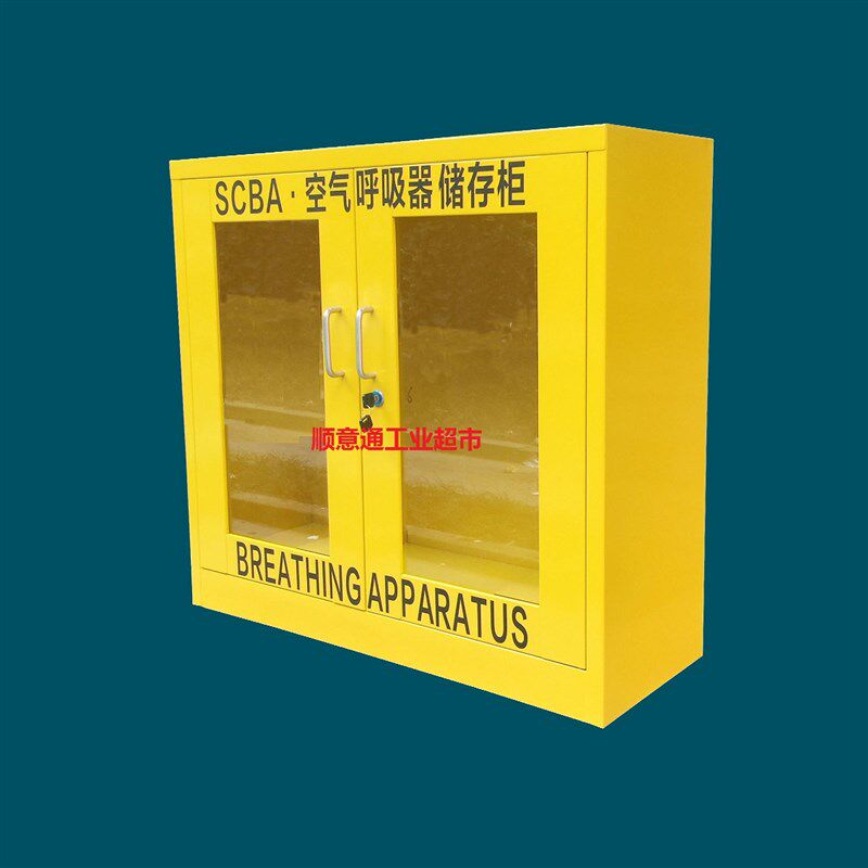 SCBA呼吸器储存柜 紧急逃生器材柜 工厂学校实验室挂墙式双气瓶柜