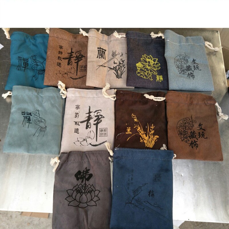 文玩盘珠袋印花袋子双层多花型多色支持定绒布袋盘珠袋15*19文玩
