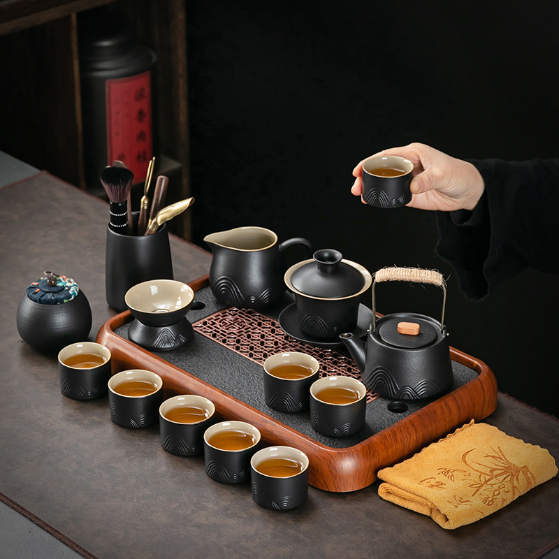 功夫茶具套装日式功夫泡茶壶茶杯陶瓷家用办公室密胺小盘防烫提壶
