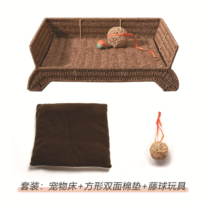 藤编猫窝夏季沙发躺椅宠物狗狗床四季通用可水洗凉窝垫不粘毛猫咪