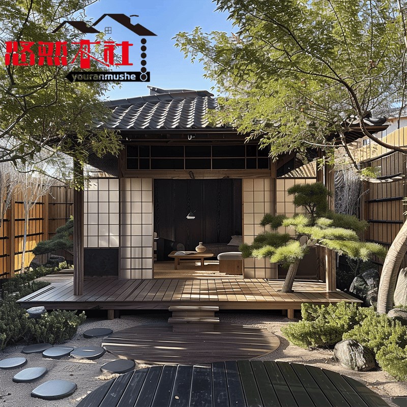 户外庭院日式茶室别墅木屋凉亭室外古建凉亭禅意日式凉亭中式茶亭
