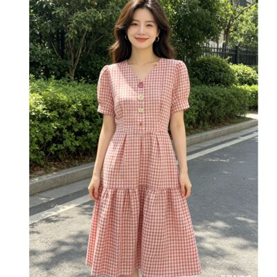 101B3030 拉夏家 春夏时尚收腰显瘦通勤气质连衣裙