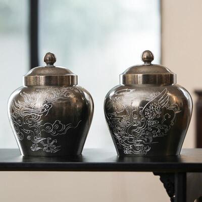 锡龙锡罐中号高纯茶锡叶罐龙吟凤手鸣EBE茶仓斑密封储茶罐工个旧