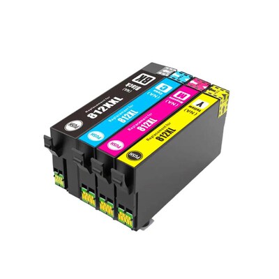 适用爱普生EPSON 812 812XL墨盒WF-4830 WF-4835打印机黑色红色墨