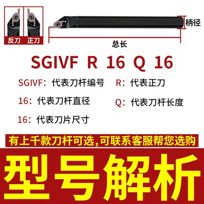 径端面内孔切槽刀杆端面槽刀SGIVFR16Q16圆弧浅槽刀VC1604R刀片