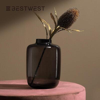 Best west 创意雾紫色水培玻璃花 软装家居客厅鲜花水培插花器