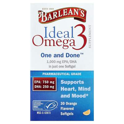 Barlean's/巴宁Ideal Omega 3Omega-3 鱼油温和补充每日所需营养