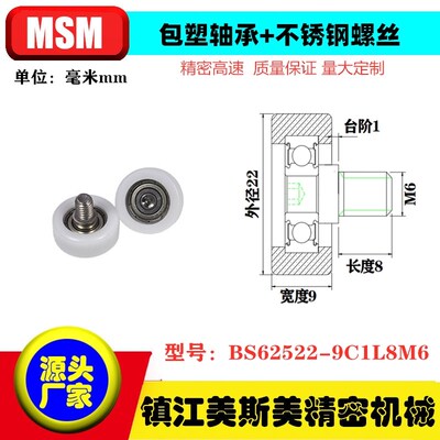 MSM-BS62522-9C1L8M6包塑轴承滑轮高承载抗撞击外包美国杜邦定制