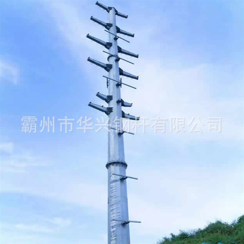 终端电力钢杆 三回路钢制电线杆 钢管杆 10KV钢管塔 地脚螺栓