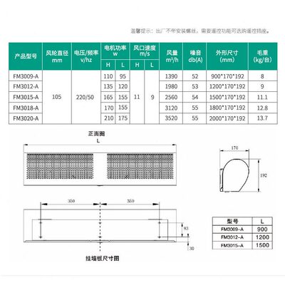 甄选绿岛风风幕机商用轻音门头口风帘机商铺餐饮1.5米2米空气幕风