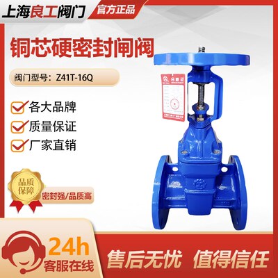 上海良工阀门Z41T-16Q铜芯硬密封弹性座封球墨铸铁明杆法兰闸阀