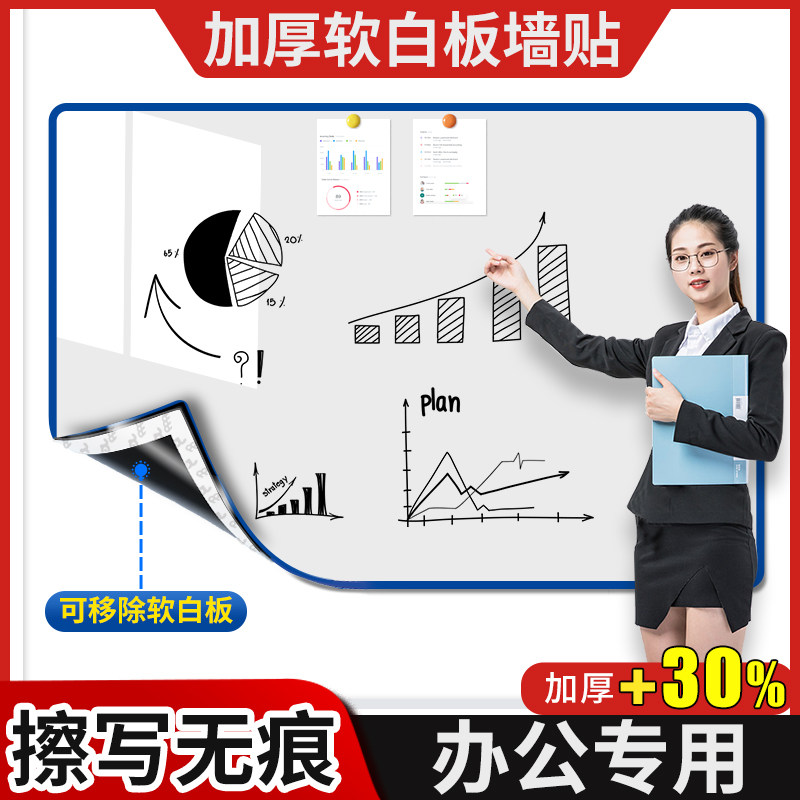 白板墙贴磁性家用板移除不伤墙儿童自粘涂鸦软小黑板磁片贴铁可擦