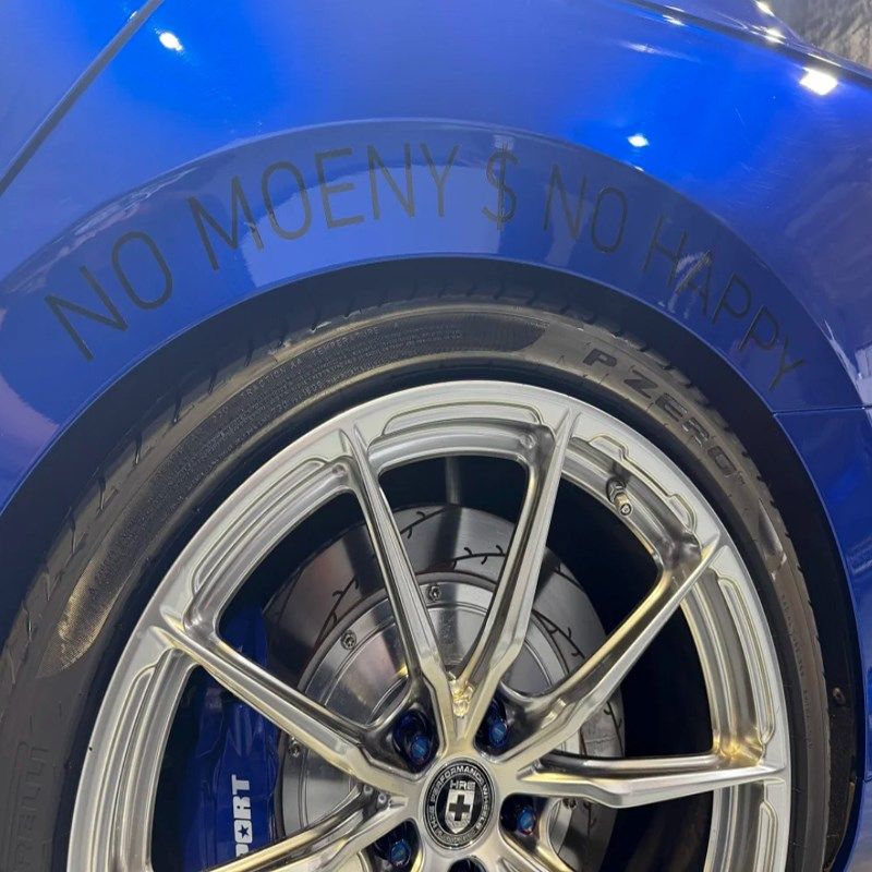 轮眉贴纸拉花创意英文个性汽车贴纸NO MONEY $ NO HAPPY防水车贴