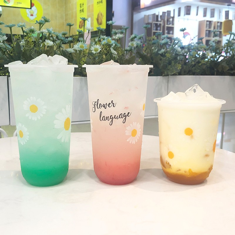 一次性杯子奶茶塑料杯U型杯胖胖杯网红95口径光杯水果饮料杯带盖