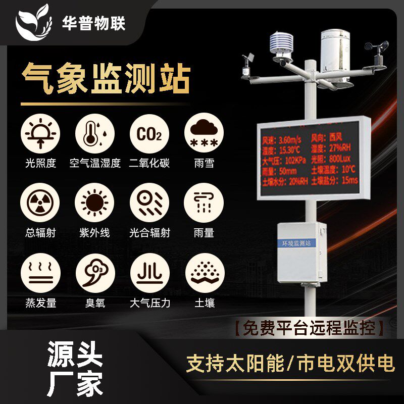 智慧农业气象站小型监测校园大棚温辐度风检雨量湿射速测仪传感器