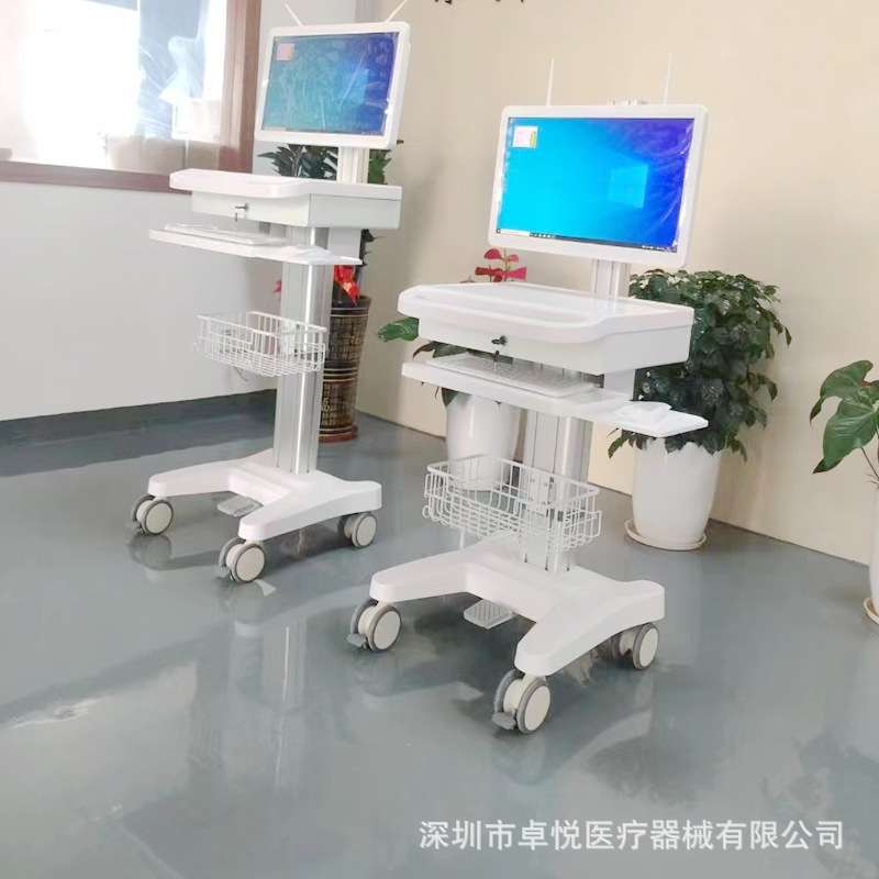 移动口扫电脑车护士查房工作站一体机台车显示器支架机房运维推车