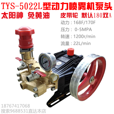 太阳神TYS 5022L型动力喷雾器泵头免黄油自卸高压农用打药机压力