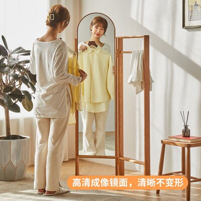 实木穿衣镜卧室镜子全身镜家用衣帽间樱桃木简Q约落地镜壁挂试衣