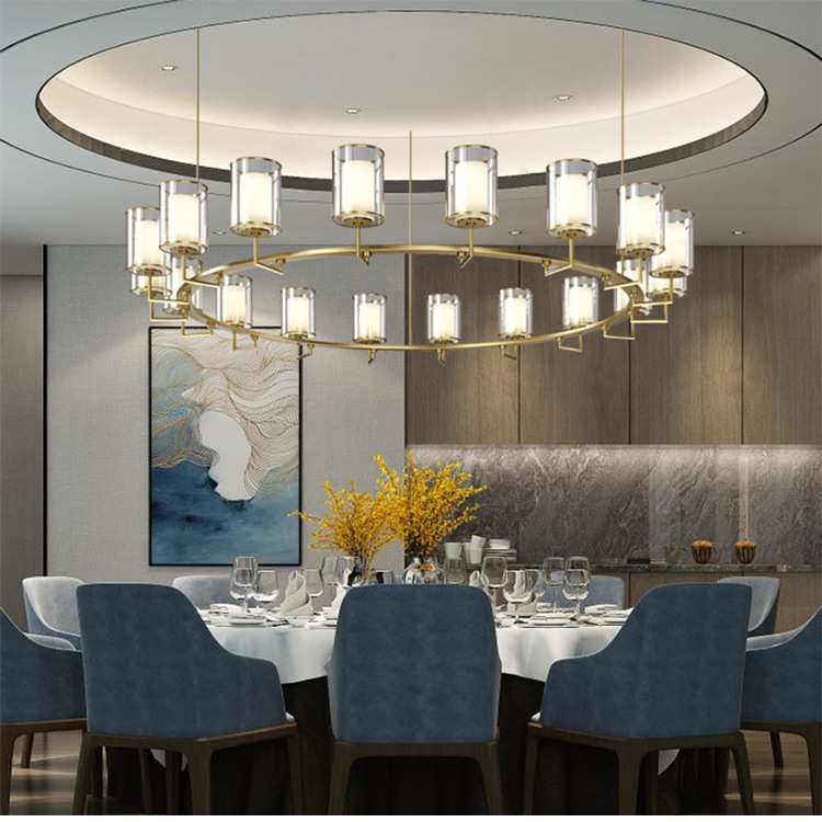 新中式餐厅吊灯圆形别墅客厅灯连锁餐饮包厢灯酒店大堂宴会厅大灯
