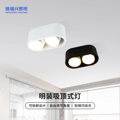 GX53明装椭圆形双头筒灯展厅家用照明灯客厅走廊玄关过道灯