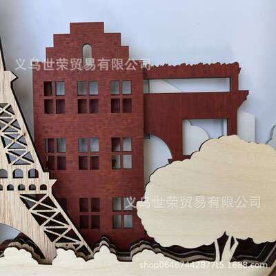 Paris Eiffel Tower/Notre Dame de Paris/Wood Bookend