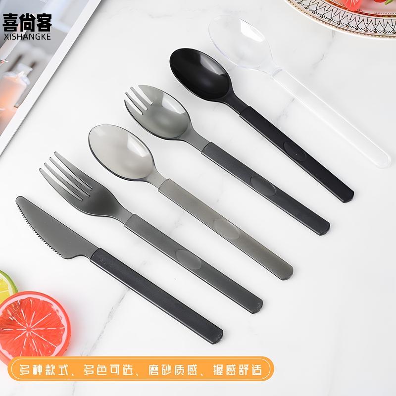 一次性勺子叉子高档拌饭外卖塑料餐具甜品奶茶独立包装加厚特硬