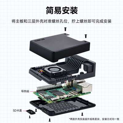 树莓派5铝合金外壳Argon NEO 5机箱M.2固态NVME PWM散热风扇PCIE