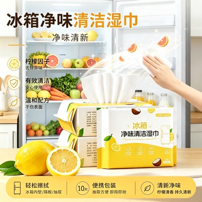 【下单立减50】冰箱清洁净味湿巾厨房湿纸巾油烟机去油污wy
