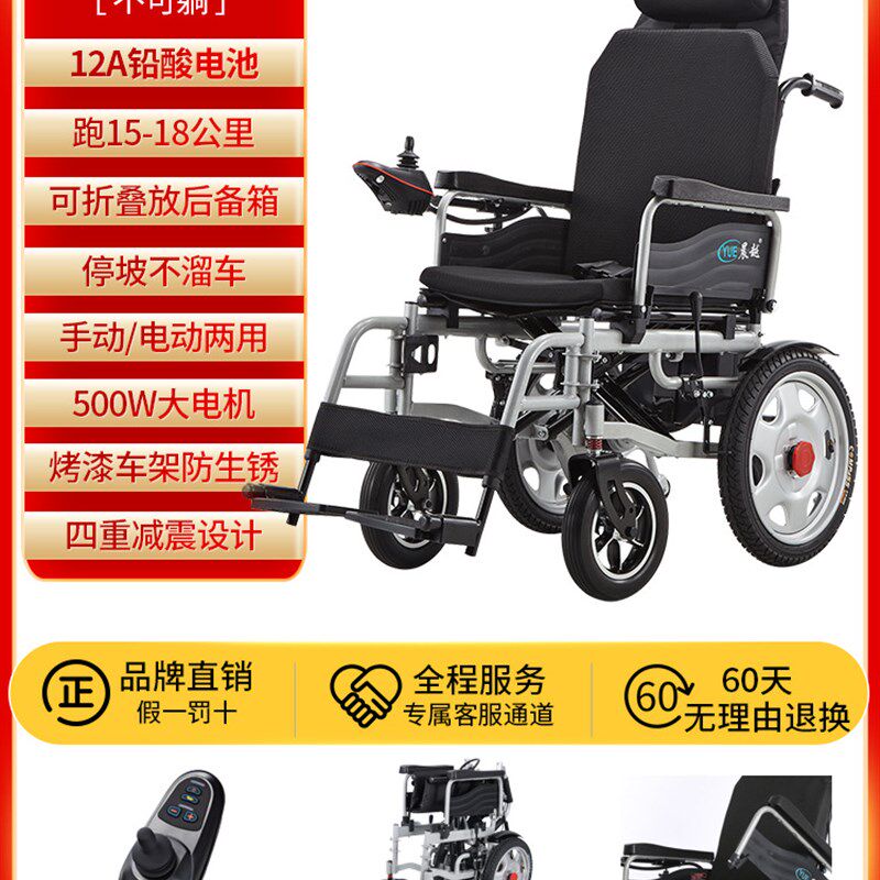 电动轮椅智能全自动老人专用老年人I残疾人折叠轻便四轮代步车