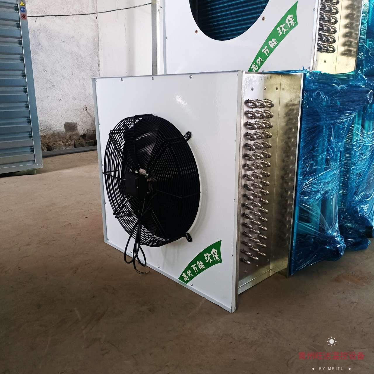 热销水产养殖冬季加温供暖设备水暖风机温室大棚换热器铜管散热器