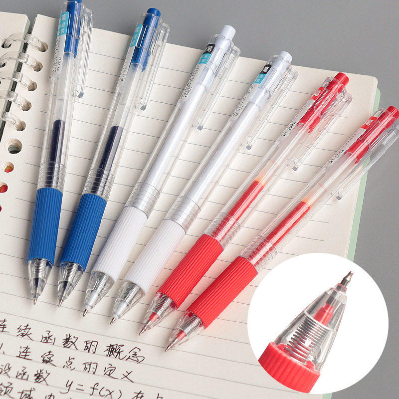 刷题笔A1pn001-按动笔黑色学生用考试顺滑水性笔圆珠笔签字笔红