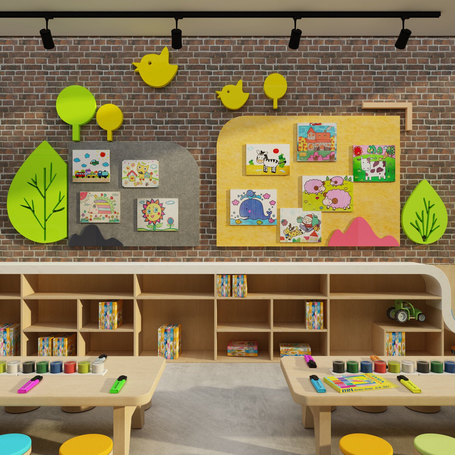 毛毡板作品栏展示美术教室布置幼儿园环创主题成品互动墙贴面装饰